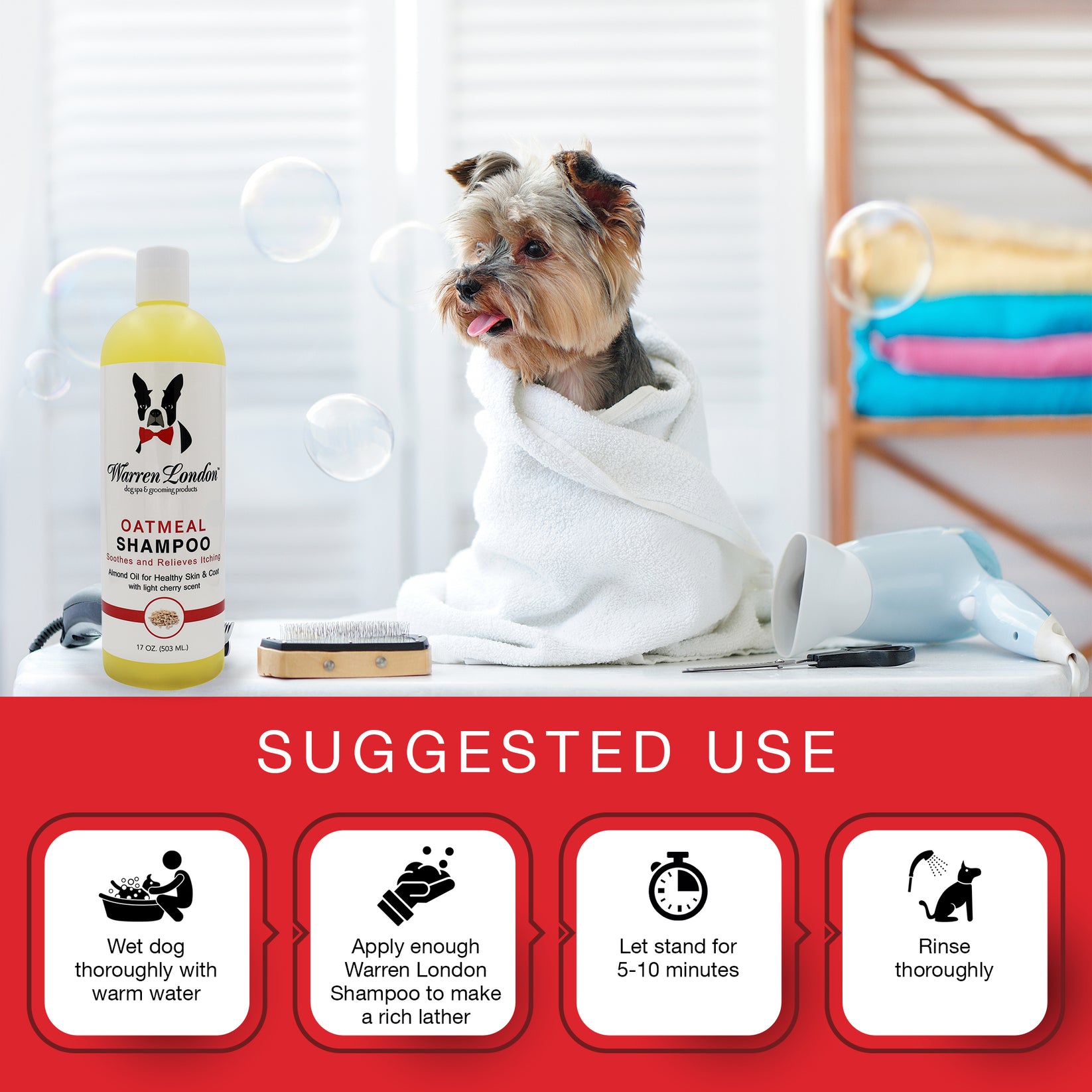 Oatmeal Shampoo - For Dogs With Itchy Skin and Coats - Cherry Scent ...