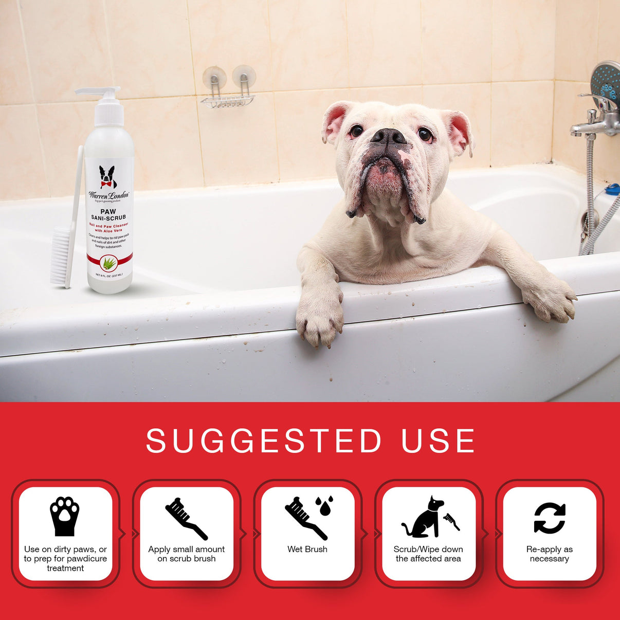 Paw Sani Scrub by Warren London helps to clean the paws and get rid of ...